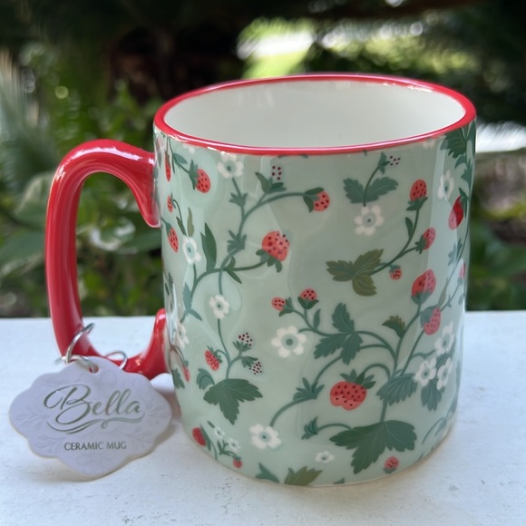 Bella Ceramic | Kitchen | Strawberries And Floral Mug | Poshmark